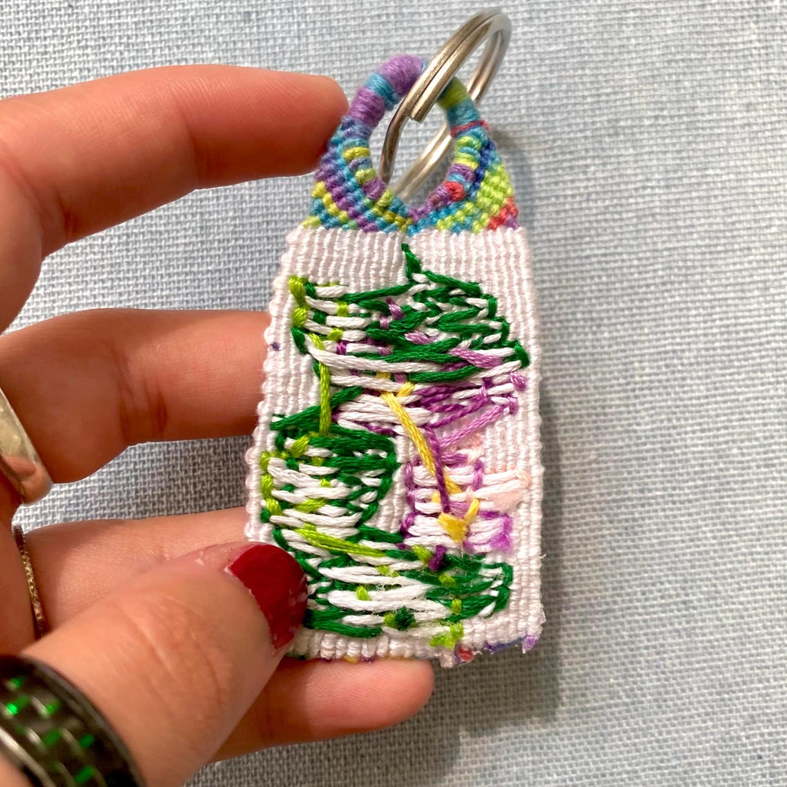 Purple Flower Keychain Embroidered Keychain, 2x2 Size, Cute Purple ...