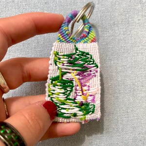 Purple Flower Keychain Embroidered Keychain, 2x2 Size, Cute Purple ...