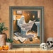 Retro Ghost Reading Newspaper Print: Whimsical Gothic Halloween Art ...