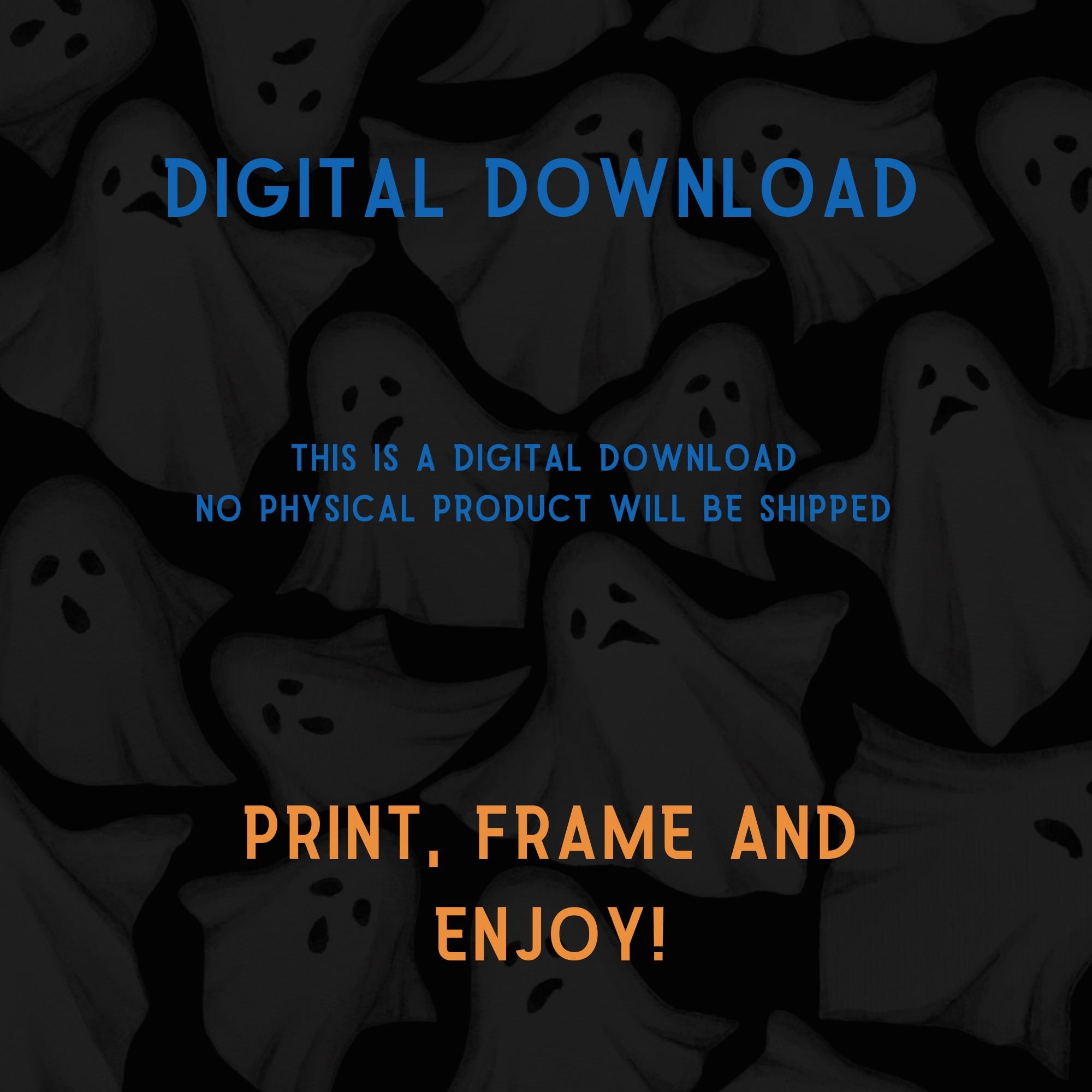 Retro Ghost Reading Newspaper Print: Whimsical Gothic Halloween Art ...
