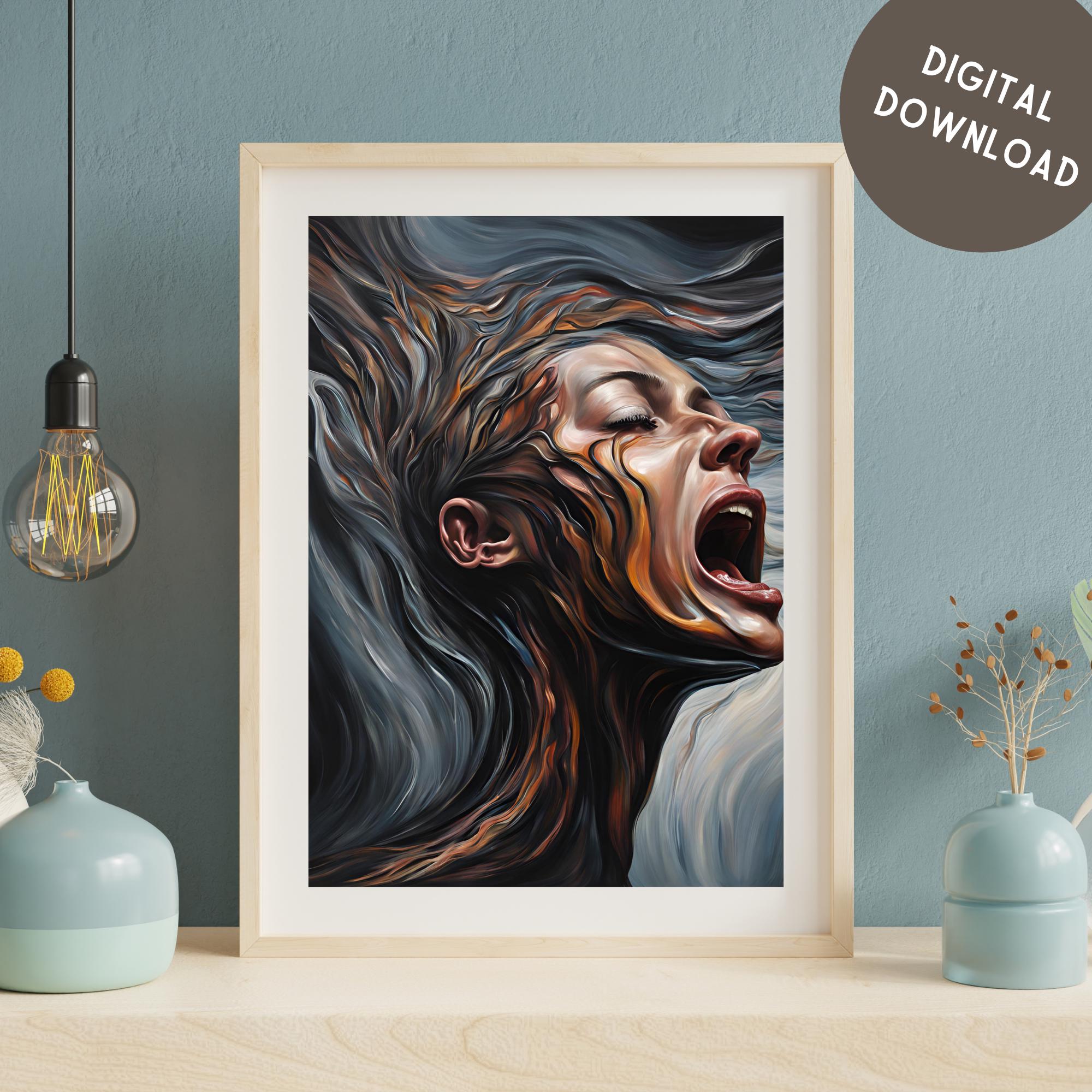 Surreal Scream Digital Art Print | Ai-generated Wall Art | Unique ...