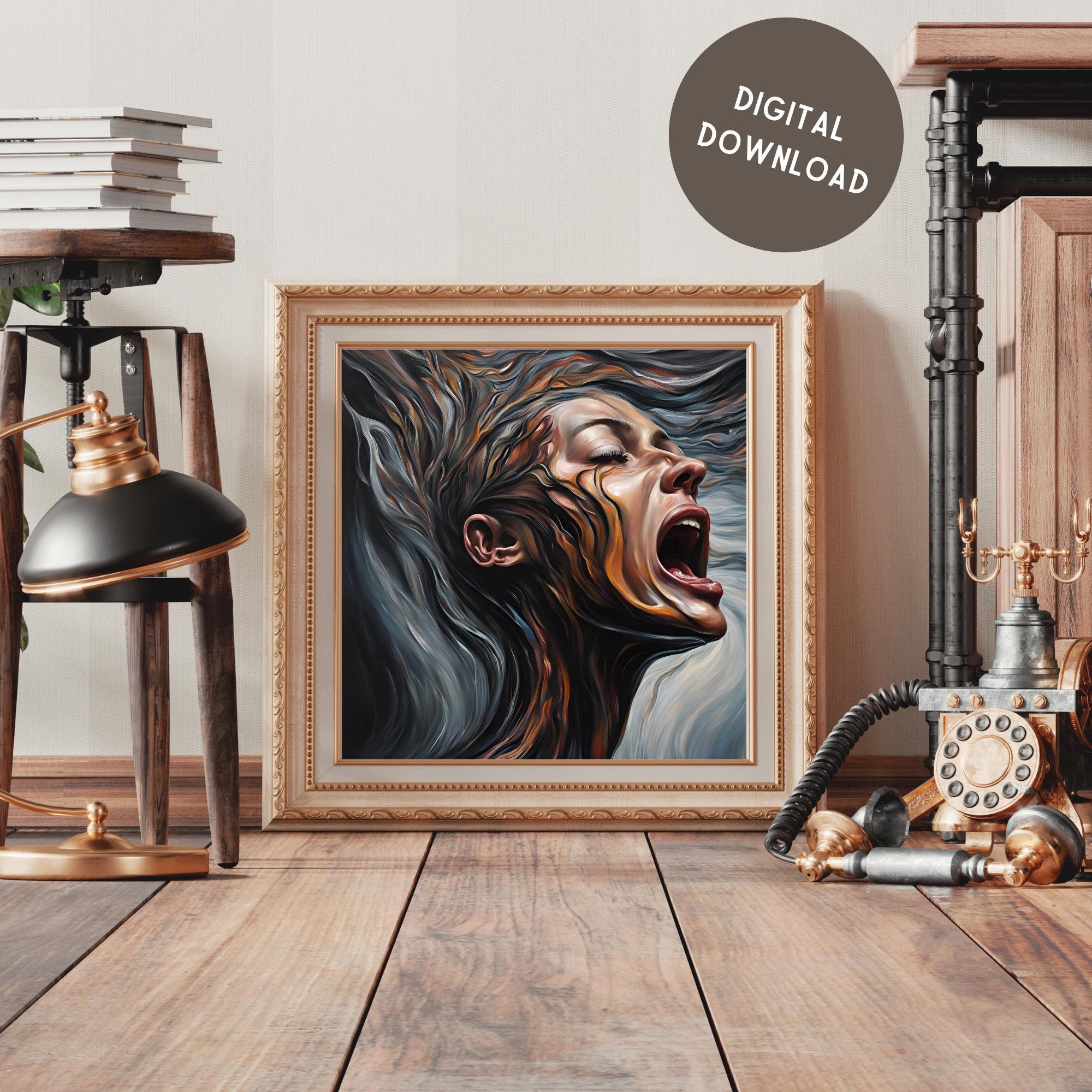 Surreal Scream Digital Art Print | Ai-generated Wall Art | Unique ...