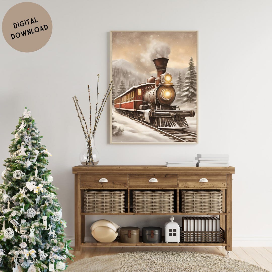 Vintage Christmas Train Art: Snowy Winter Railroad (digital Print) - Etsy
