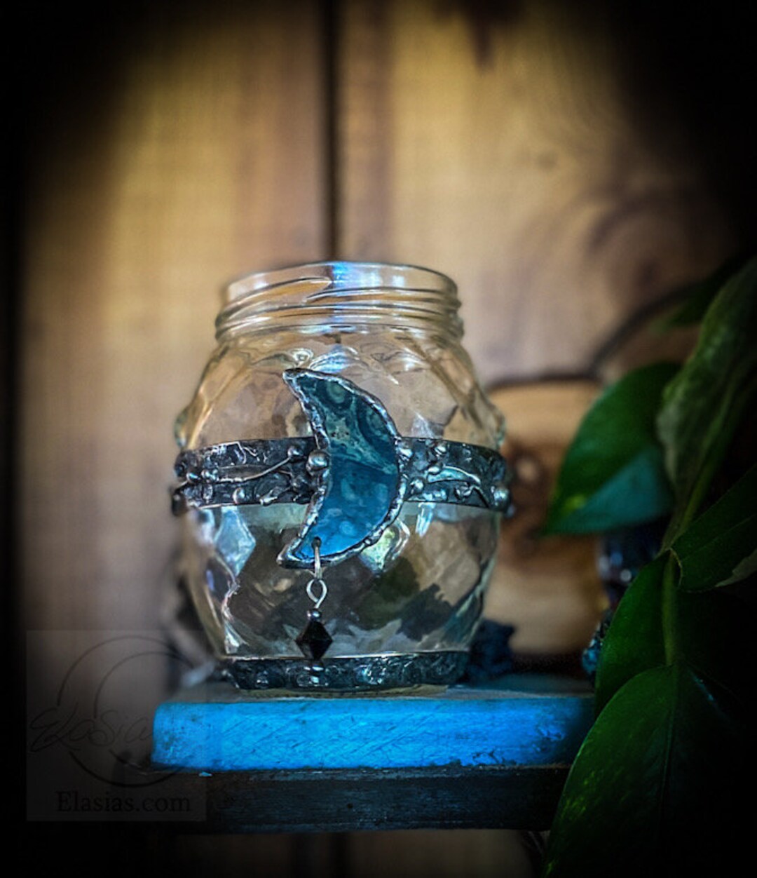 Upcycled Treasure Jar With Kambaba Jasper Moon Witchy Cottage Core ...