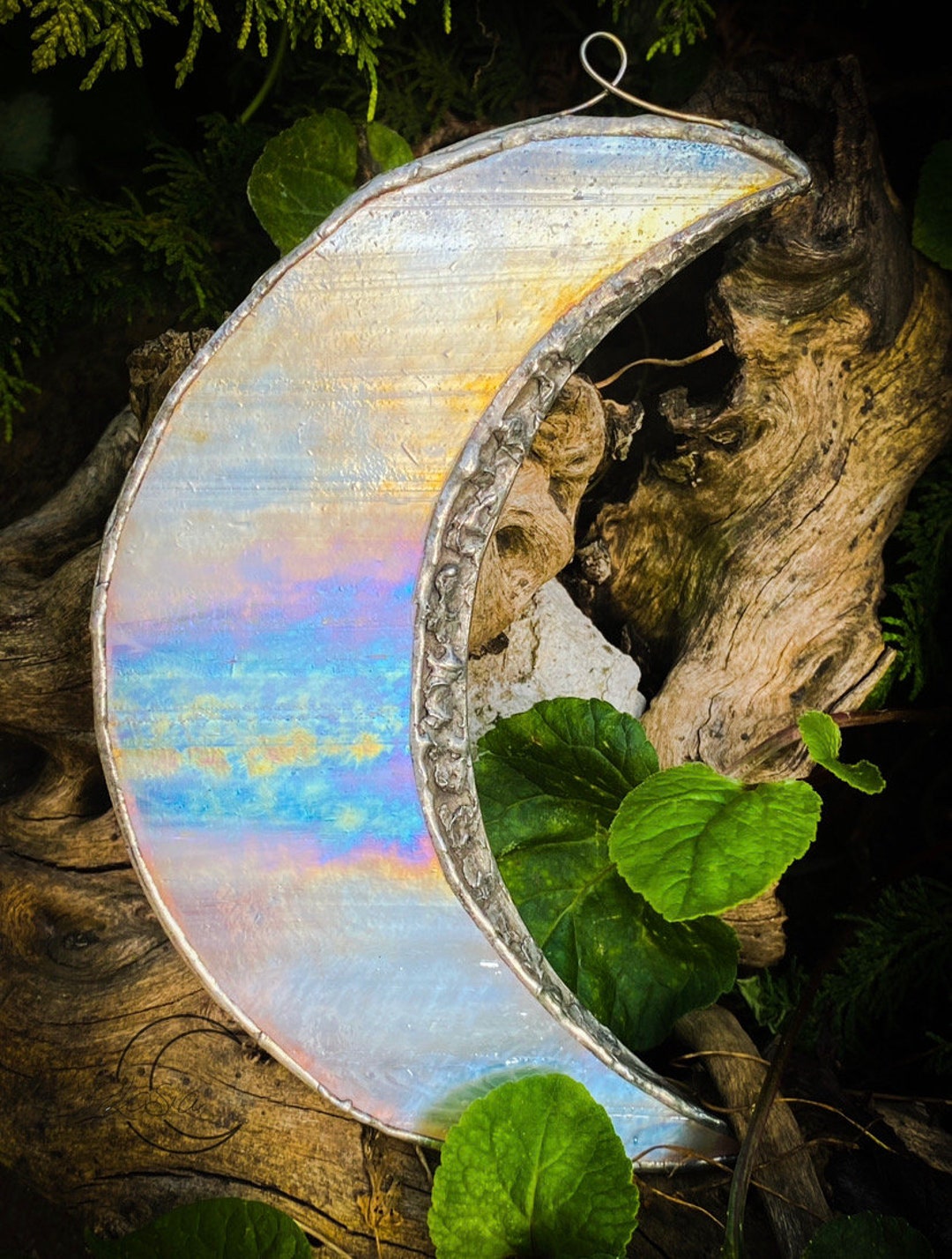 Moon Stained Glass Wall Decor Decoration Holo Rainbow Lead Free Witchy ...