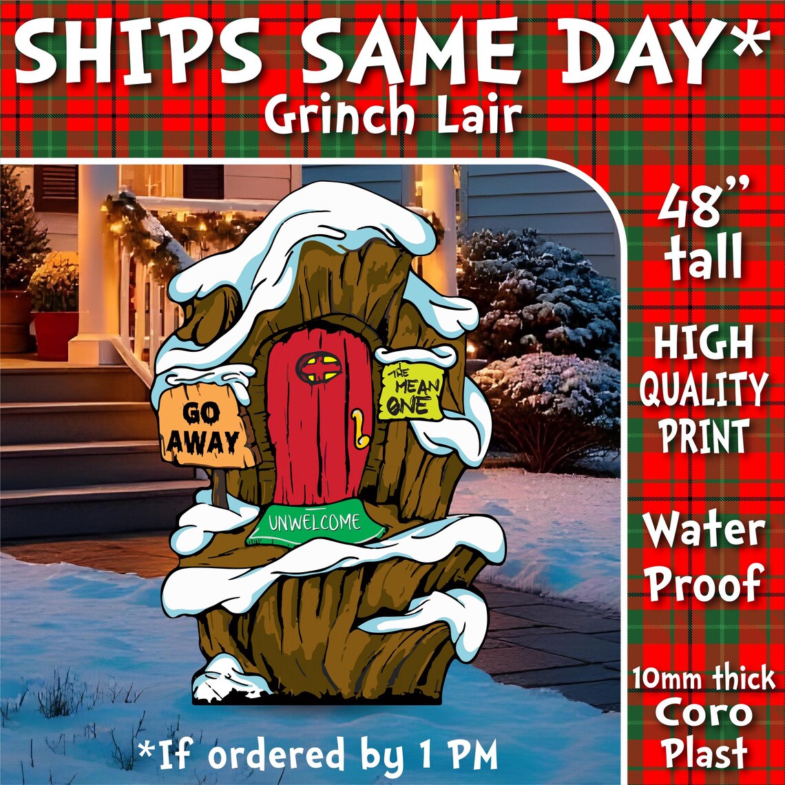 Grinch Lair Yard Decor: 4ft Corrugated Plastic Whoville Prop - Etsy