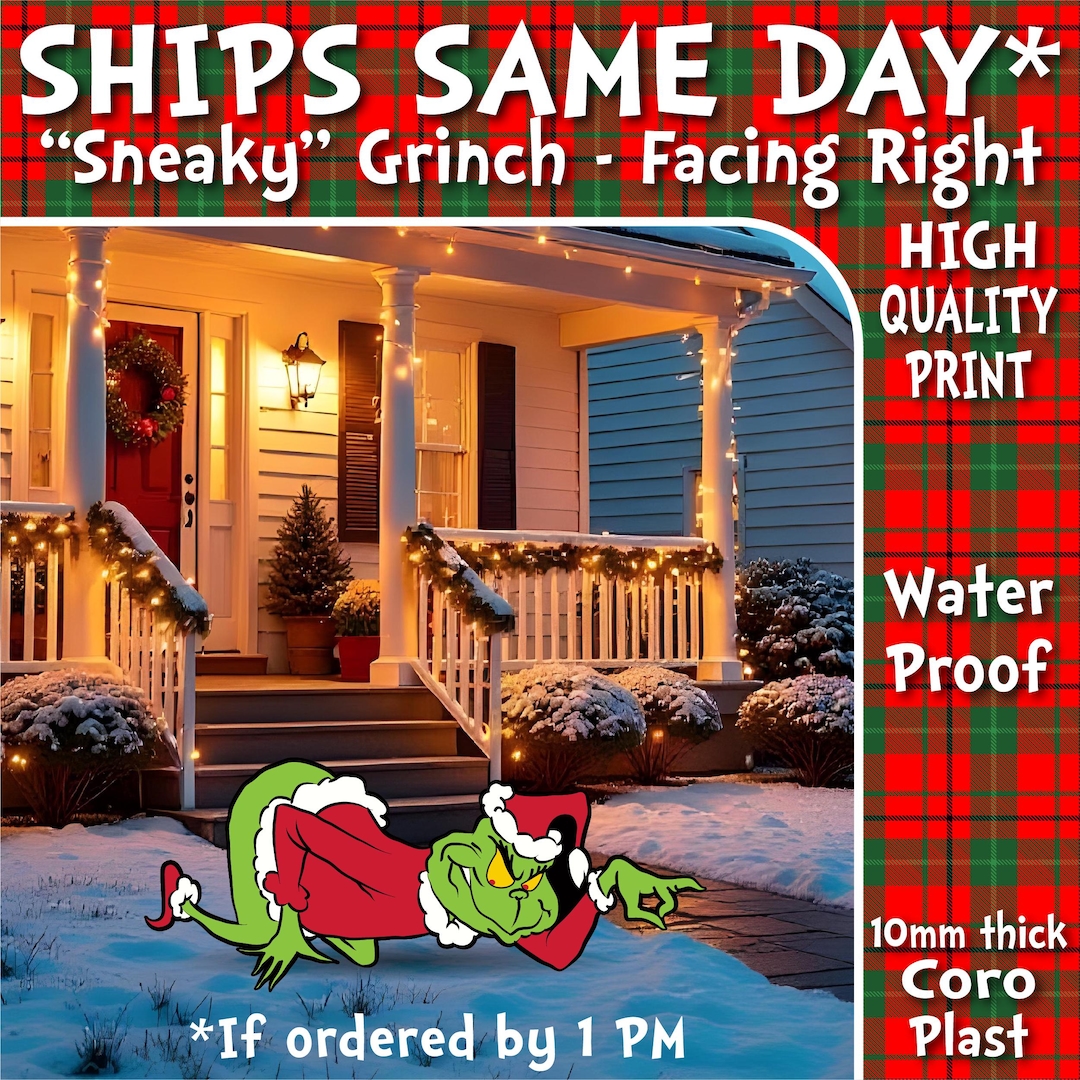 Large Sneaky Grinch Stealing Lights / Life Size Cut Out / Grinch ...