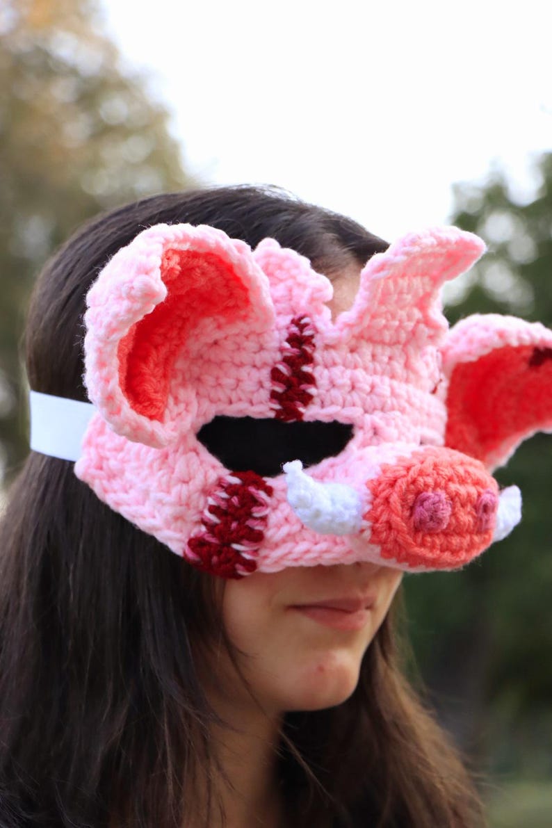 Handmade Zombie Pig Crochet Mask - Creepy Halloween Costume Accessory ...
