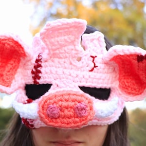Handmade Zombie Pig Crochet Mask - Creepy Halloween Costume Accessory ...