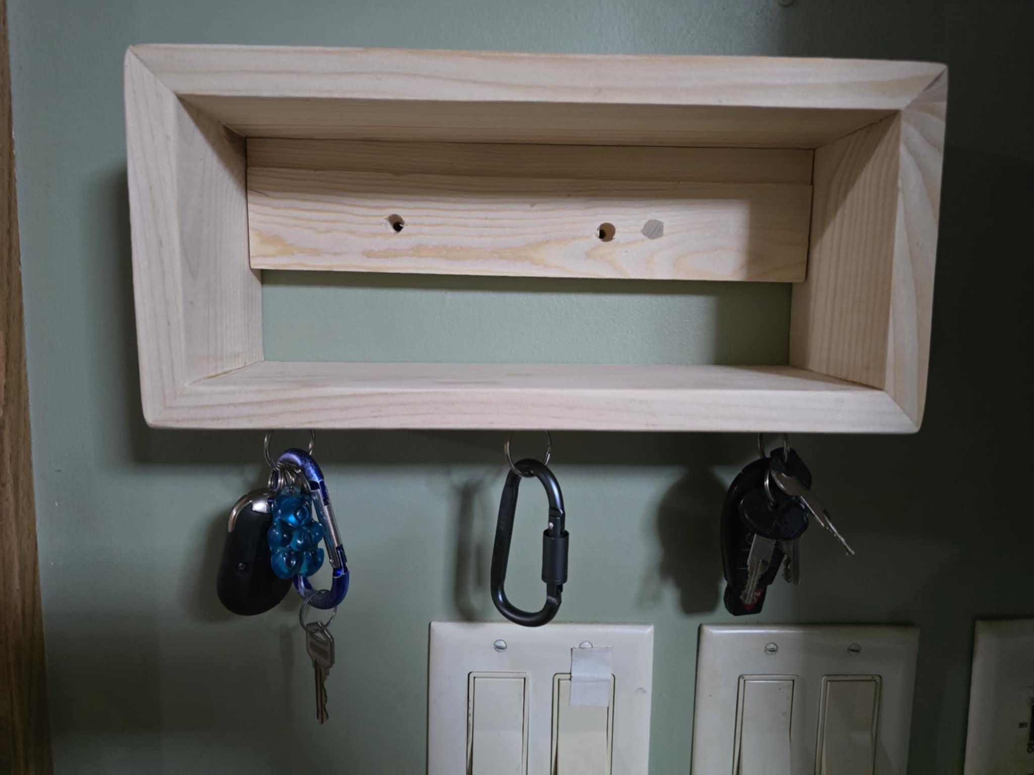 Wooden Floating Key, Entryway Organizer Key, Wooden Magnetic Key Holder ...
