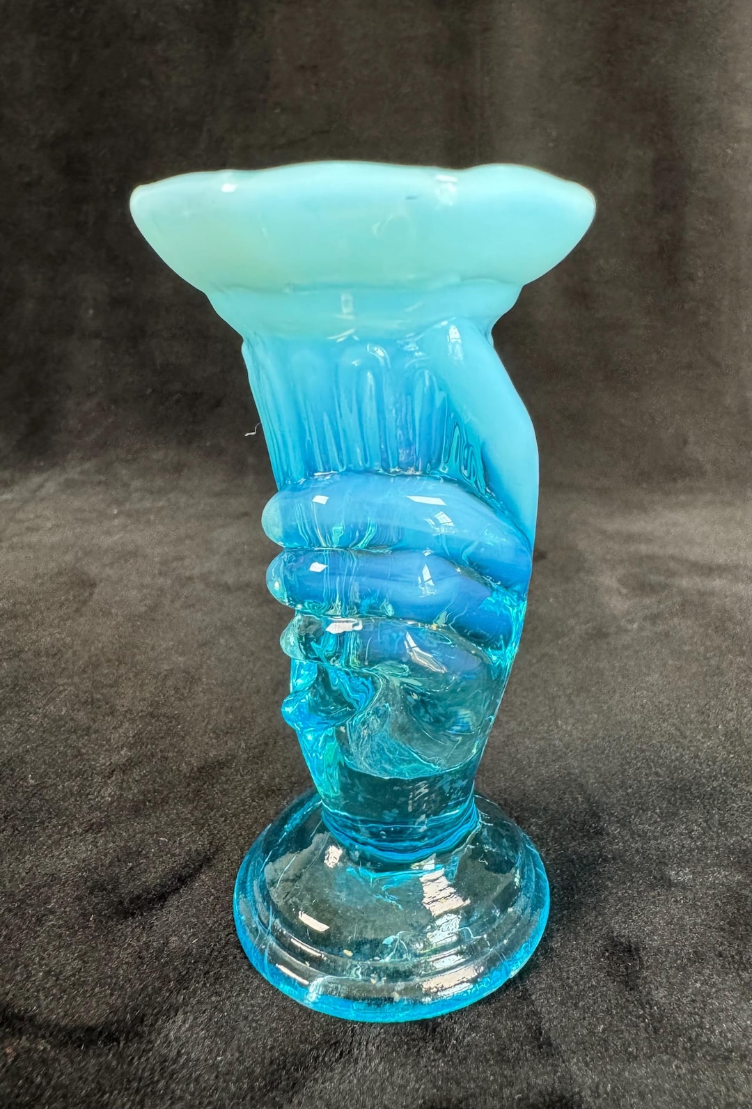 Fenton Blue Opalescent Hand Bud Vase - Etsy
