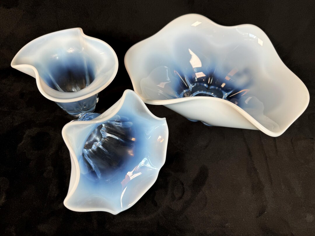 Duncan Miller Opalescent Blue Canterbury Vase - Etsy