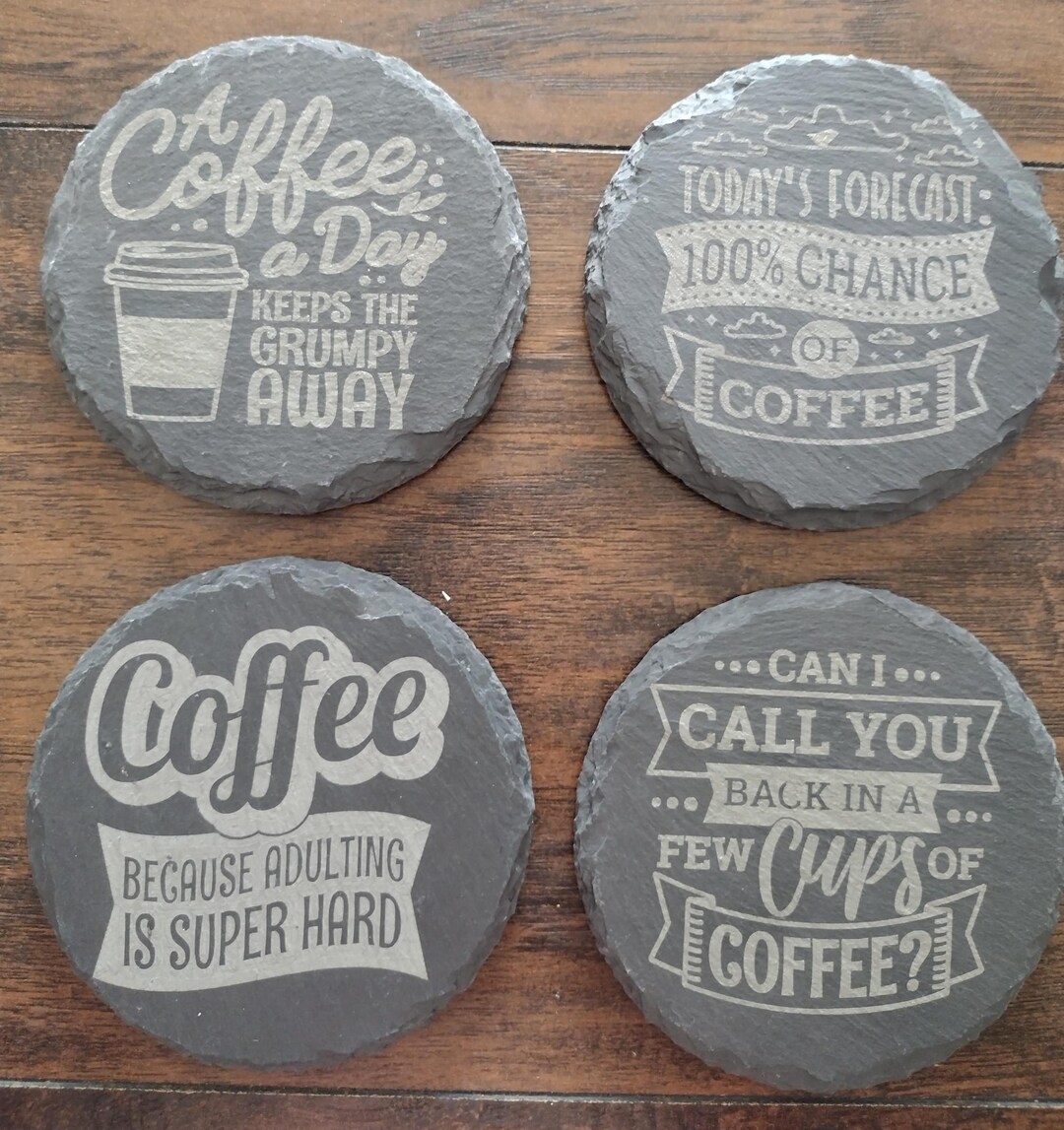 Coffee V Laser Engraved Coaster Set of 4. - Etsy