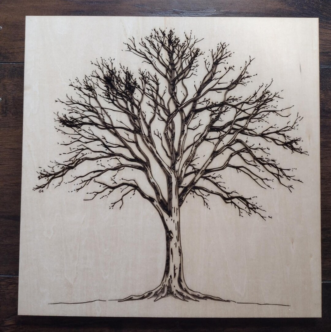 Tree I Engraved Line Art - Etsy