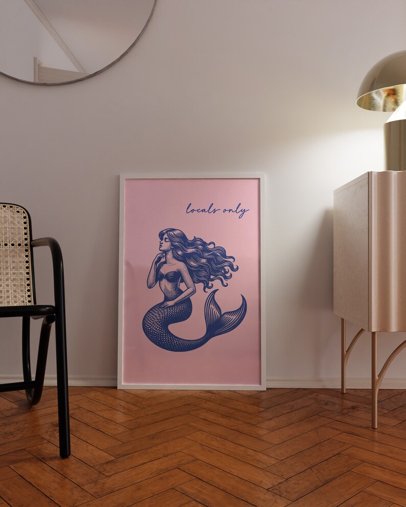 Mermaid Art Print, Mermaid Poster, Maximalist Decor, Modern Wall Art ...