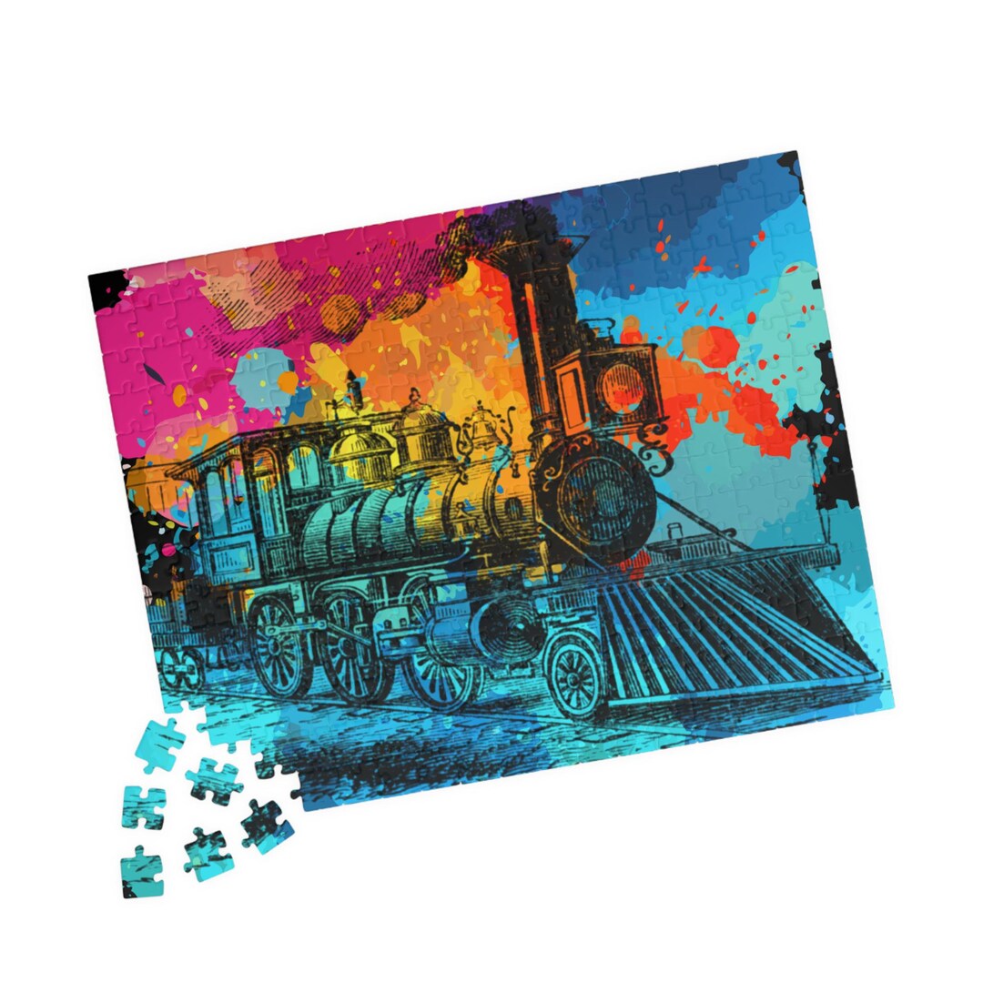 Puzzle, Colorful Train Jigsaw Puzzle, Steam Engine Painting, 520 Piece ...