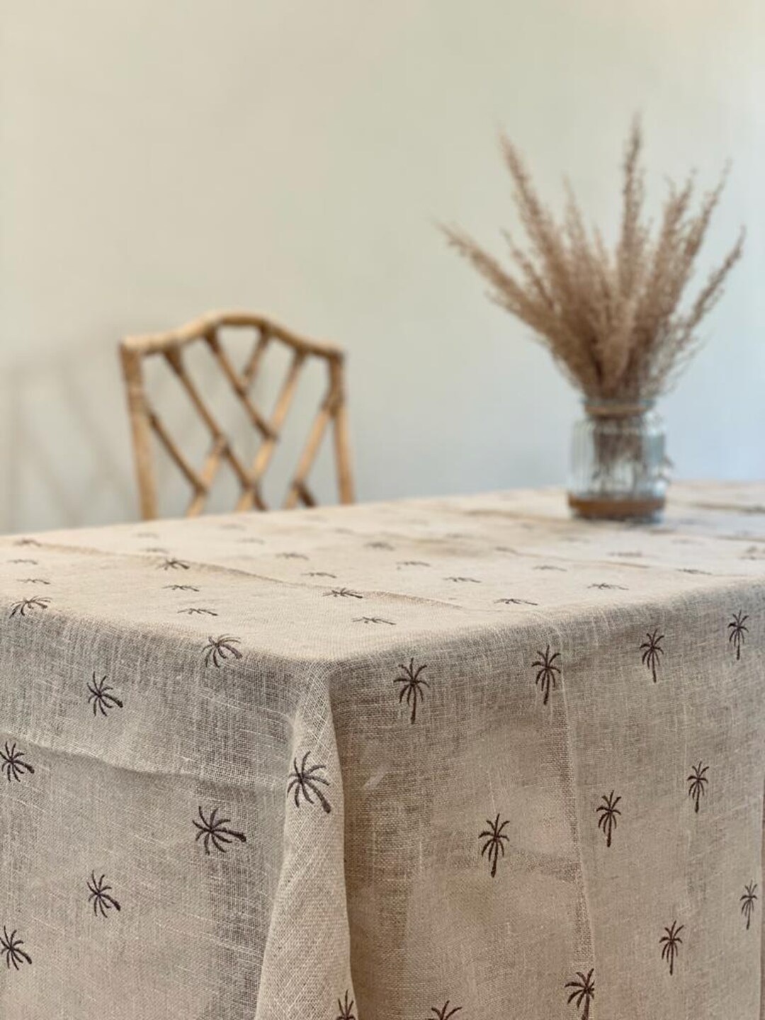 Bronze Palm Trees Tablecloth 100% Egyptian Linen - Etsy