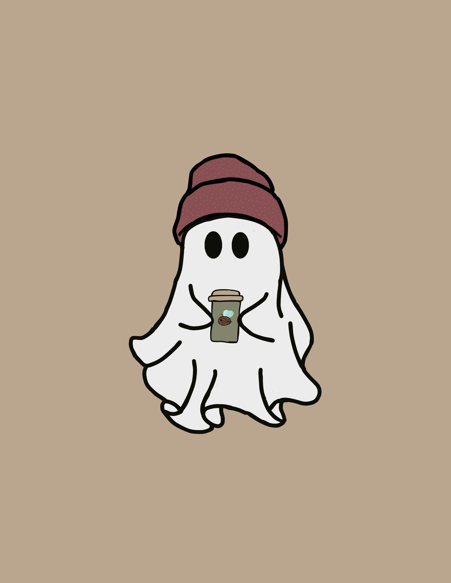 Cozy Ghostie With a Bevvie Digital Print - Etsy