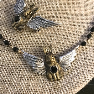 Steampunk Rabbit With Wings, Rabbit Necklace, Rosary Steampunk Necklace ...