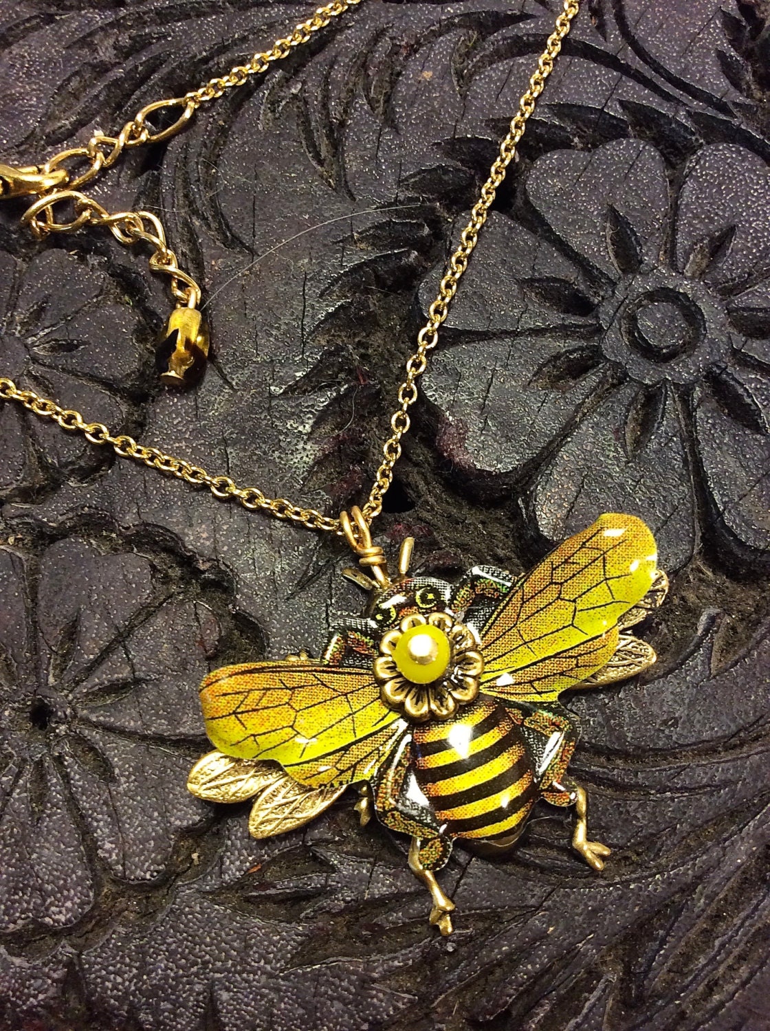 Bee Necklace Bee Jewelry Honey Bee Necklace Bumble Bee Bee - Etsy