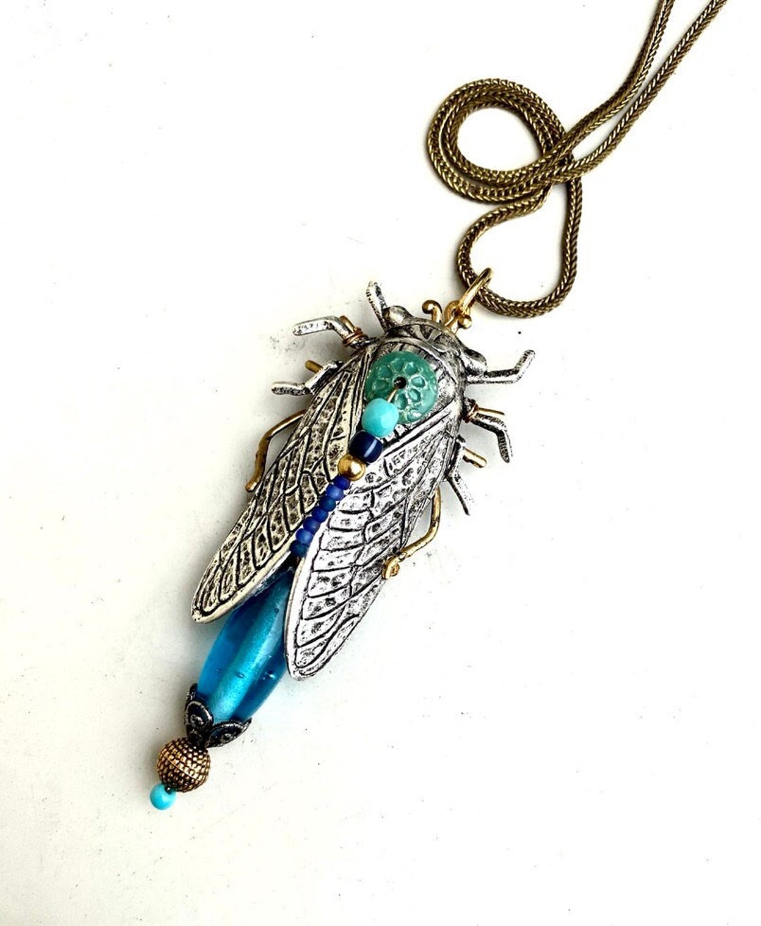 Insect Necklace, Cicada Pendant Necklace, Insect Pendant on Chain, - Etsy