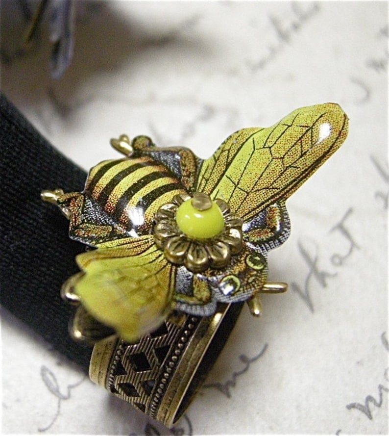 Bee Ring Love of Bees Adjustable Band Insect Ring Cocktail - Etsy