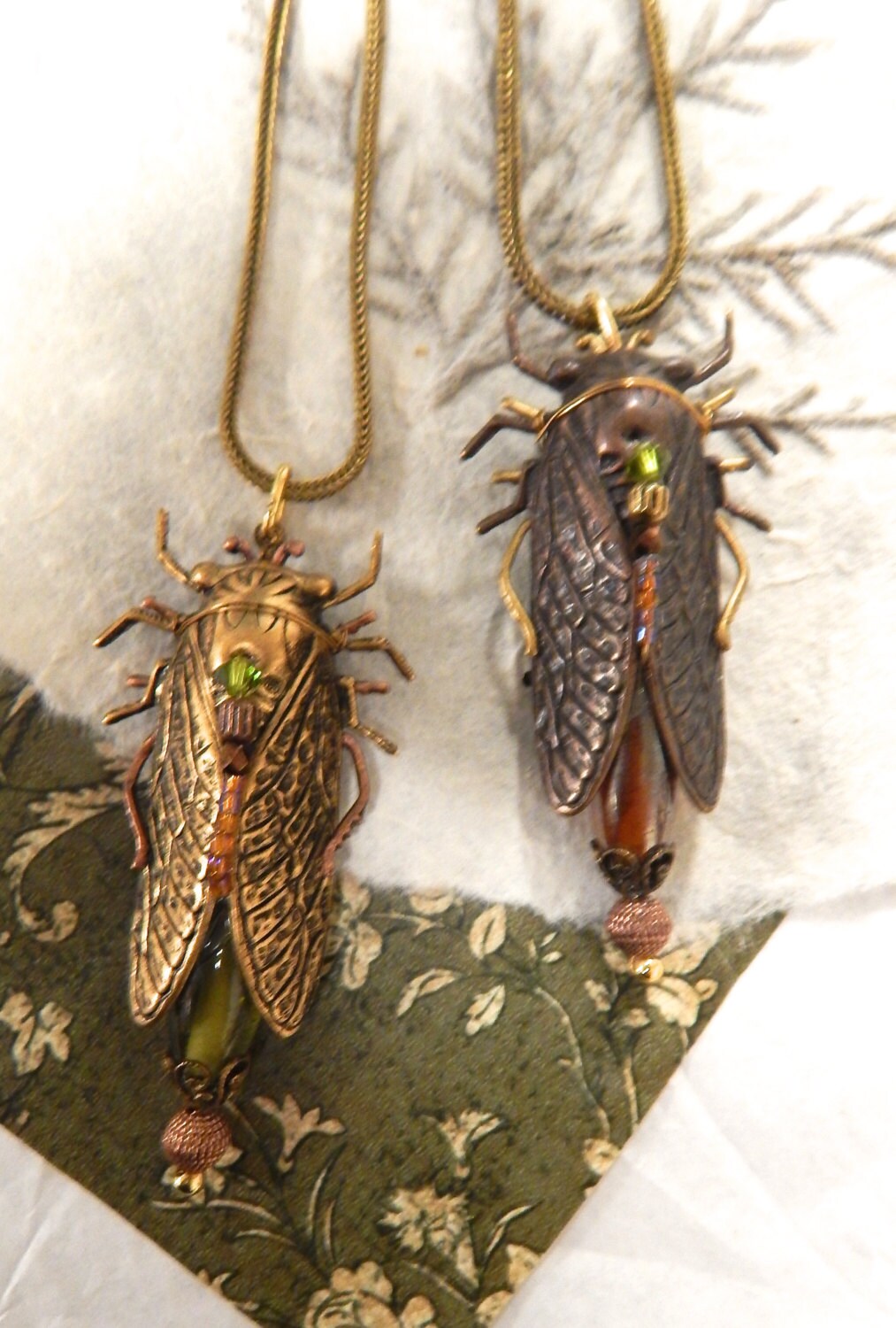 Cicada Pendant Necklace on Foxtail Chain | Etsy