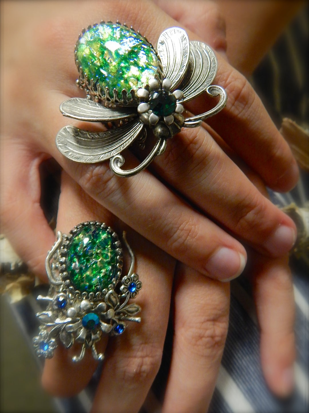 Jeweled Moth, Large Bug Ring, Insect Ring, Boho Ring, Silver Cocktail ...