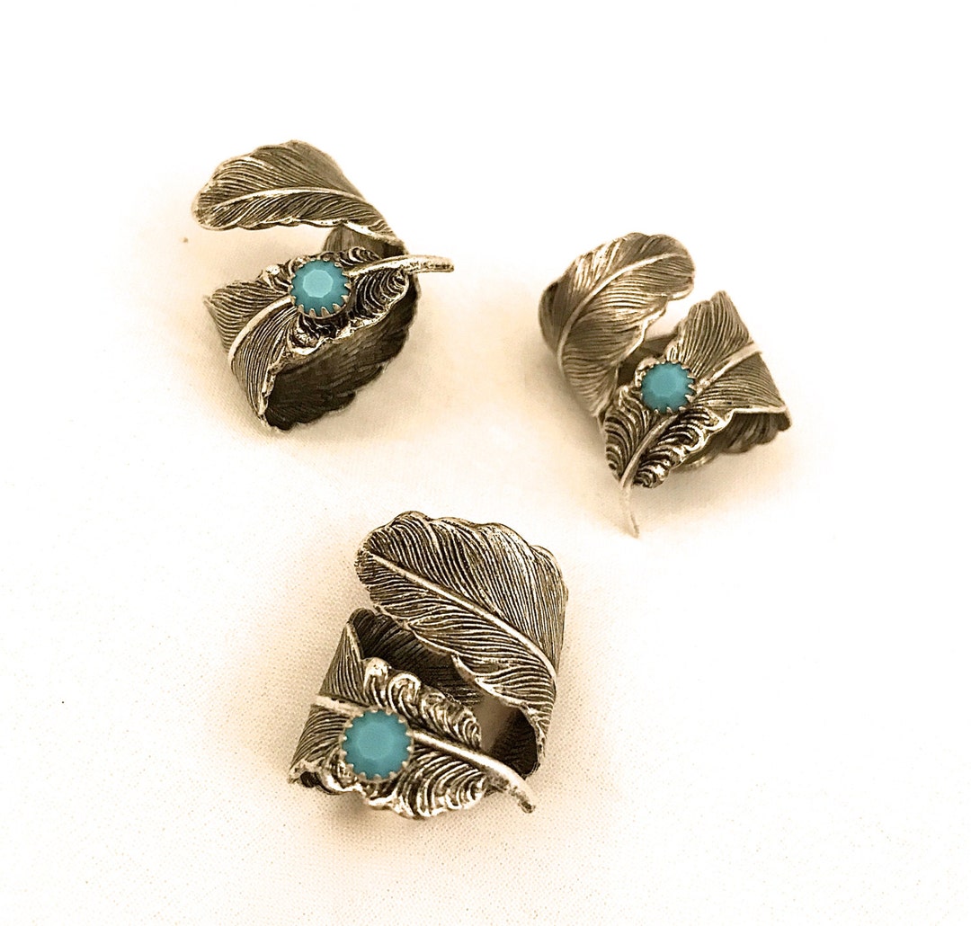 Feather Thumb Ring, Feather Ring With Turquoise Stone, Steampunk Ring ...