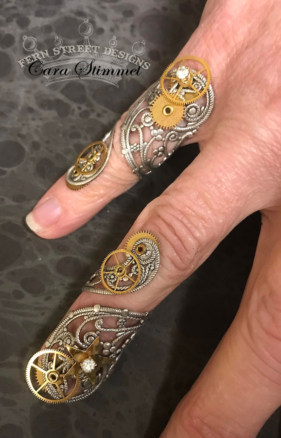 Steampunk Armor Ring, Full Finger Ring, Nail Guard Ring, Steampunk Ring ...