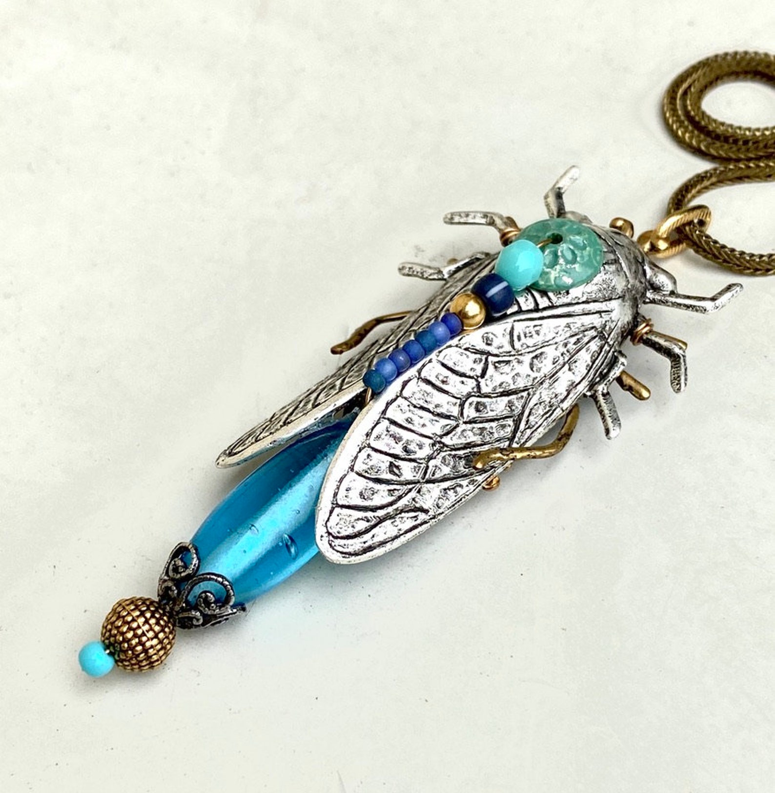 Insect Necklace Cicada Pendant Necklace Insect Pendant on - Etsy