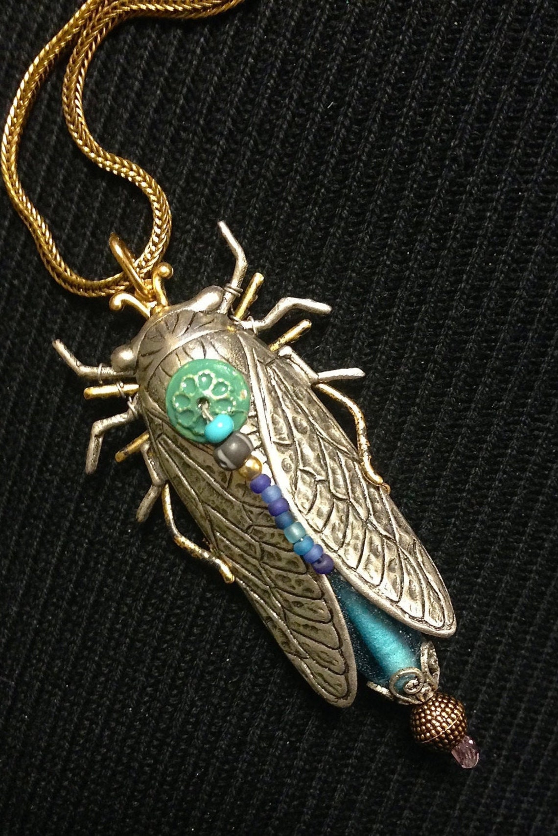 Insect Necklace Cicada Pendant Necklace Insect Pendant on - Etsy