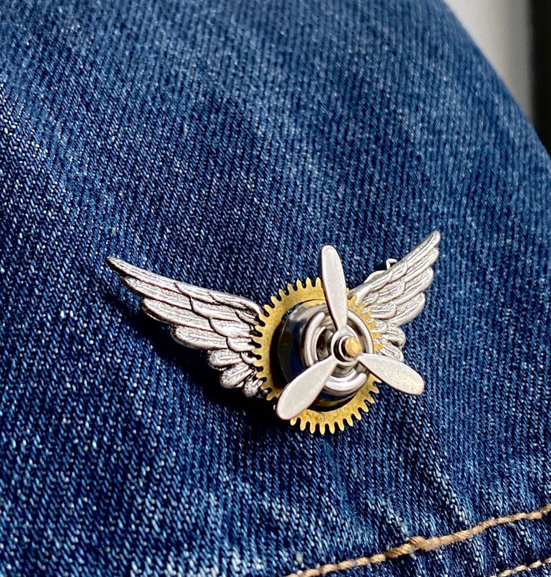Steampunk Pin, Steampunk Flyer Wing Brooch With Moving Propellers ...