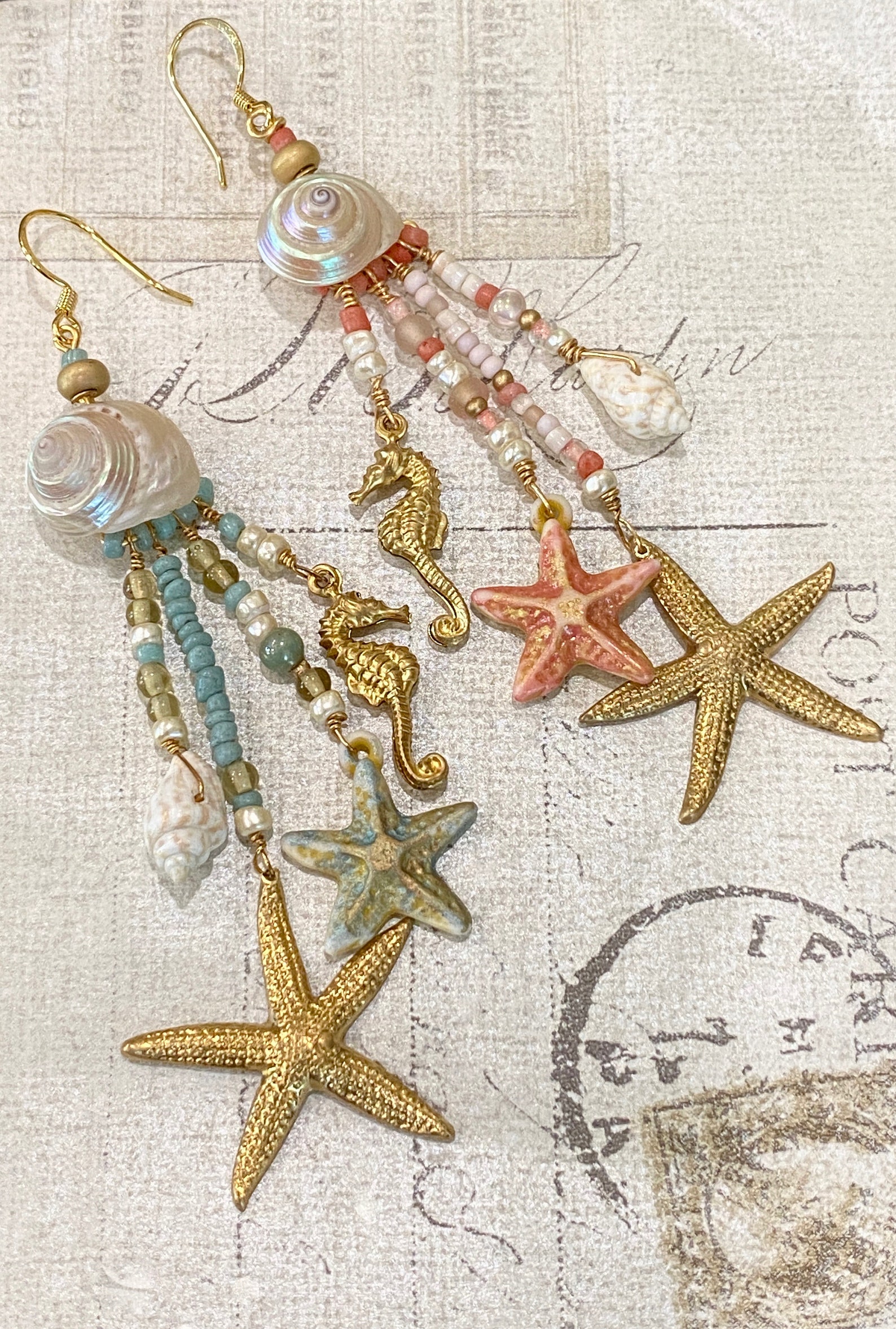 Seashell Dangle Earring W/ Fishhook Ear Wire Top, Drop Earrings, Women ...
