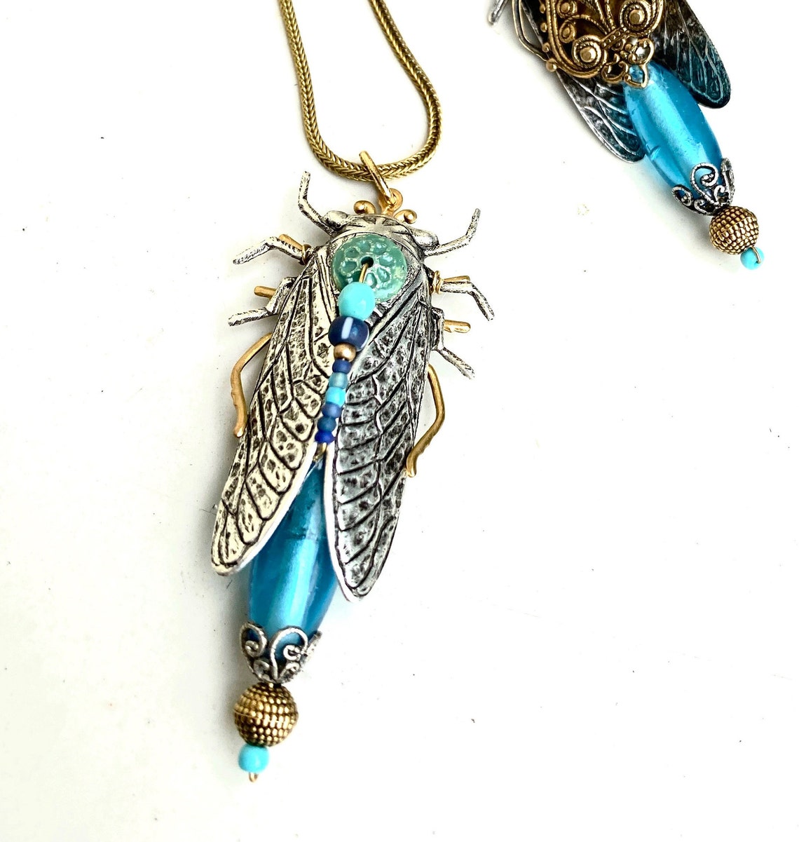 Insect Necklace Cicada Pendant Necklace Insect Pendant on - Etsy