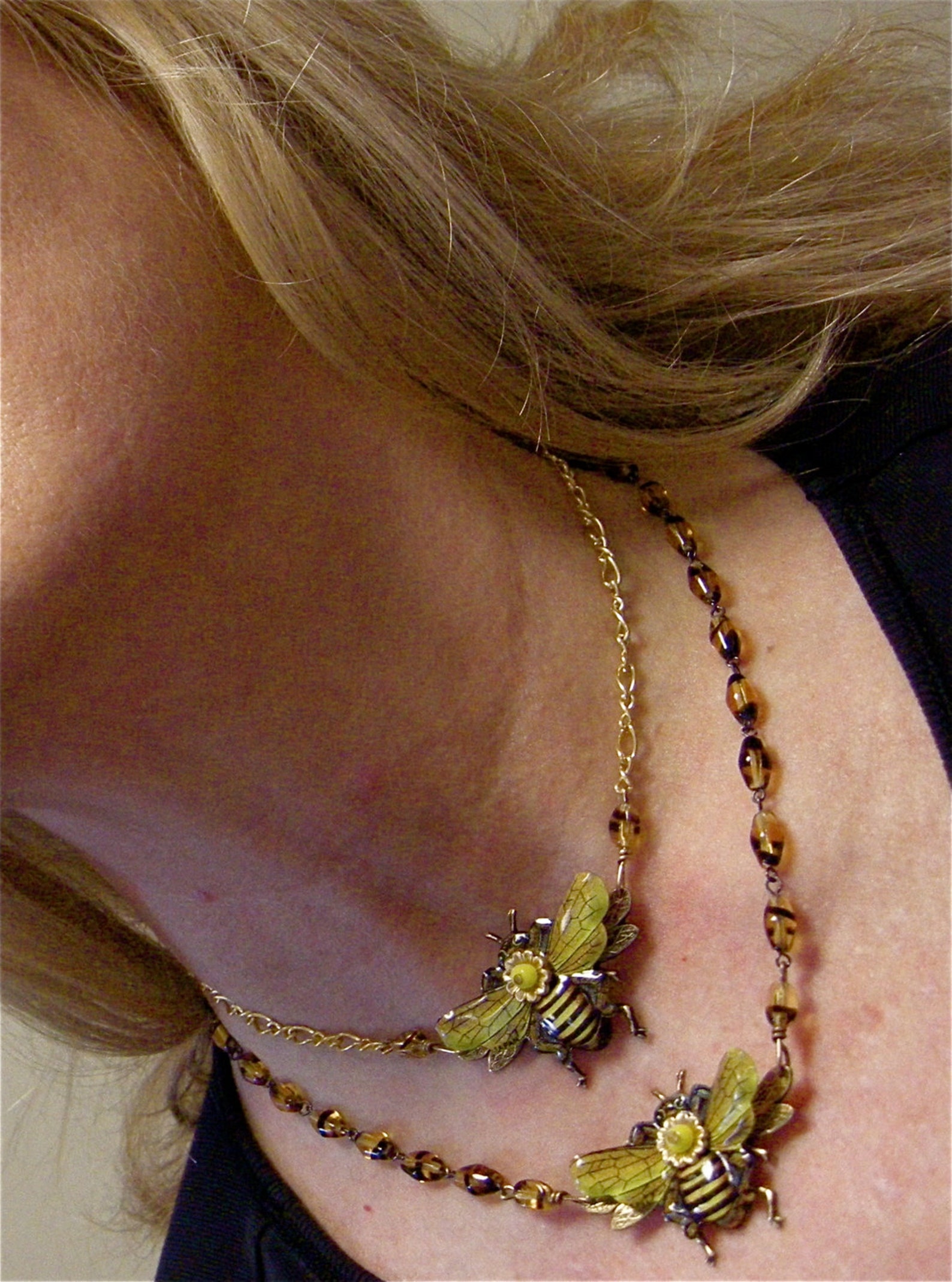 Bee Necklace Honey Bee Bee Jewelry Apiculture Boho - Etsy