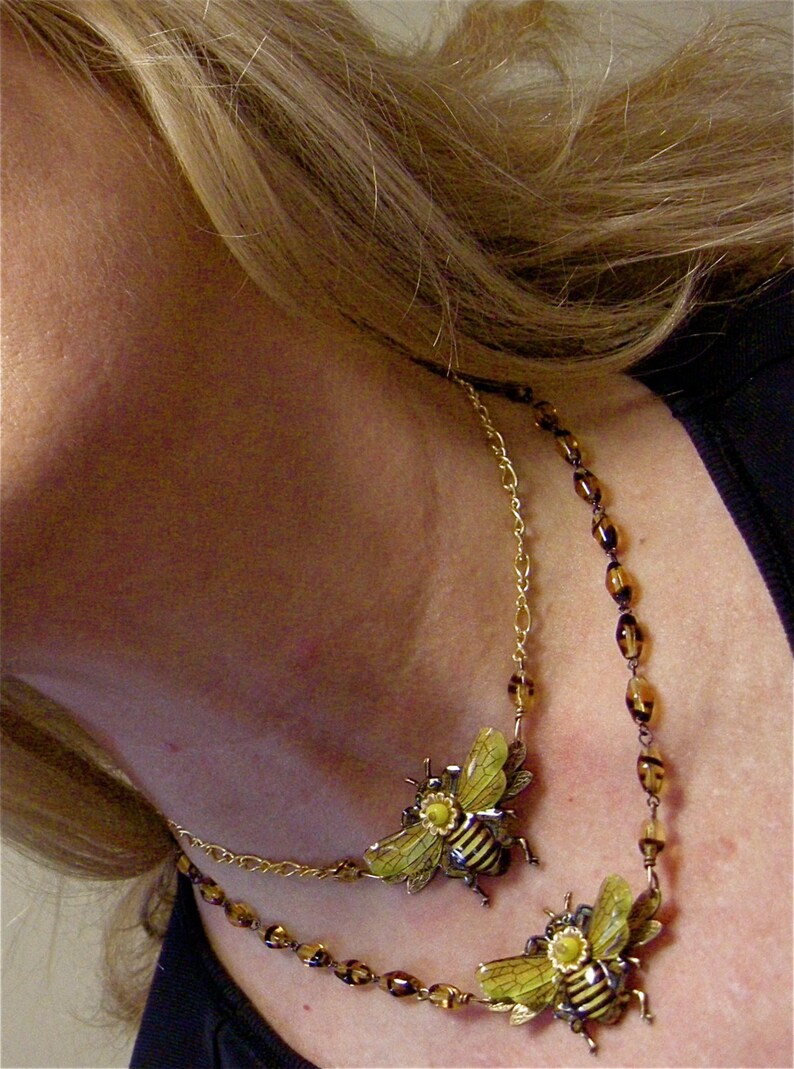 Bee Necklace Honey Bee Bee Jewelry Apiculture Boho - Etsy