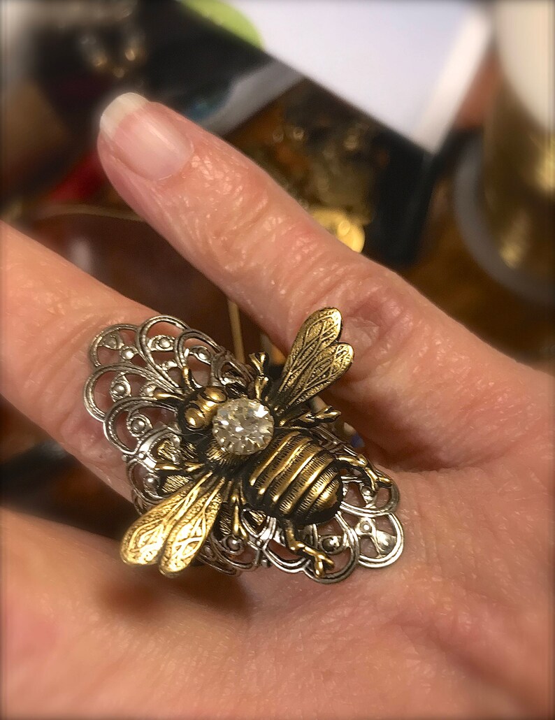 Bee Ring Filigree Ring Bee Jewelry Statement Ring Gift for - Etsy