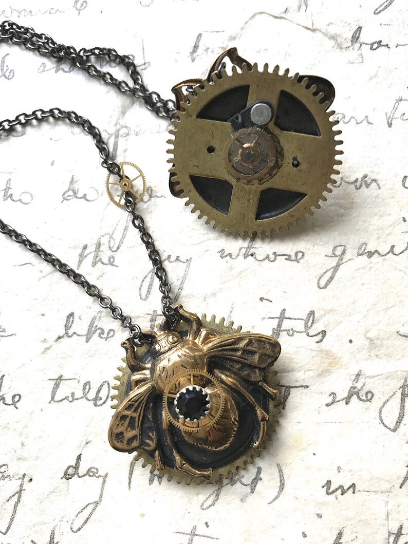 Steampunk Bee Necklace Mechanical Bumble Bee Assemblage | Etsy