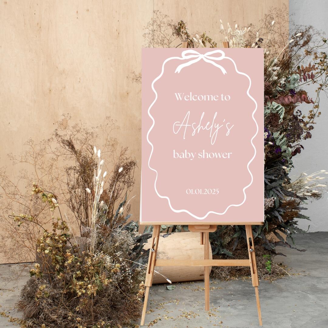 Baby Shower Welcome Sign Western Themed Bow Welcome Simple Baby Shower ...