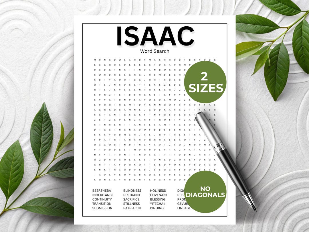 Isaac Word Search Puzzle, Yitzchak, the Patriachs, Old Testament, Bible ...