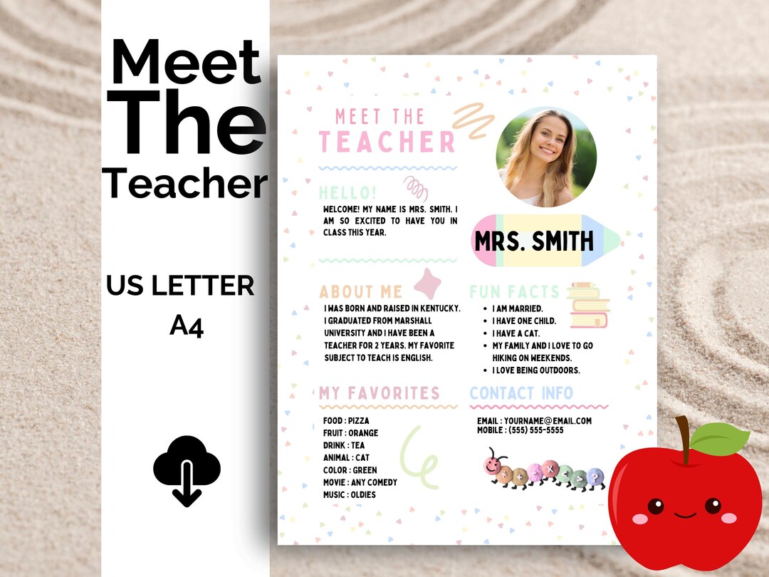 Meet the Teacher Template, Teacher Survey, Get to Know Teacher, Teacher ...