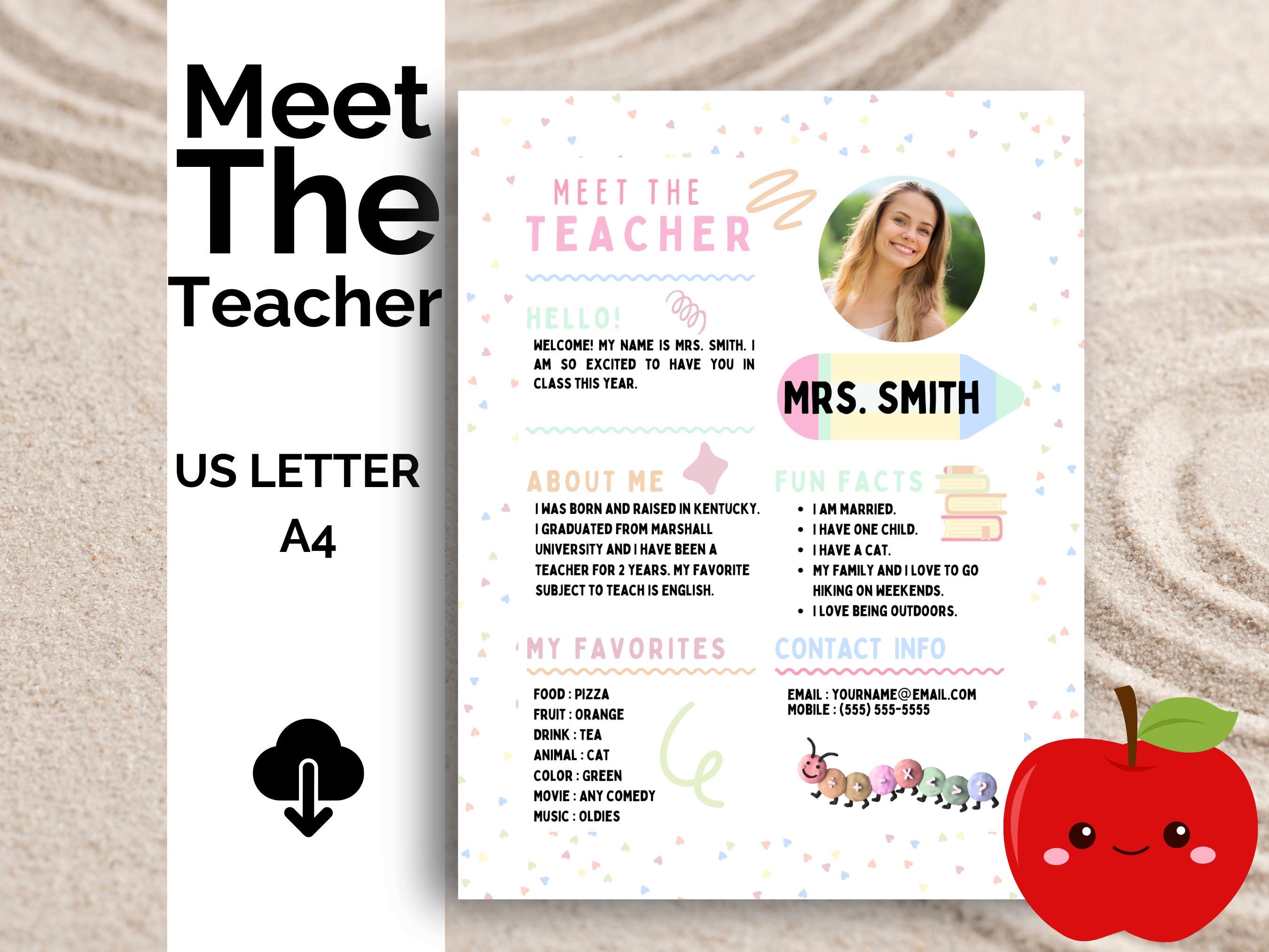Meet the Teacher Template, Teacher Survey, Get to Know Teacher, Teacher ...