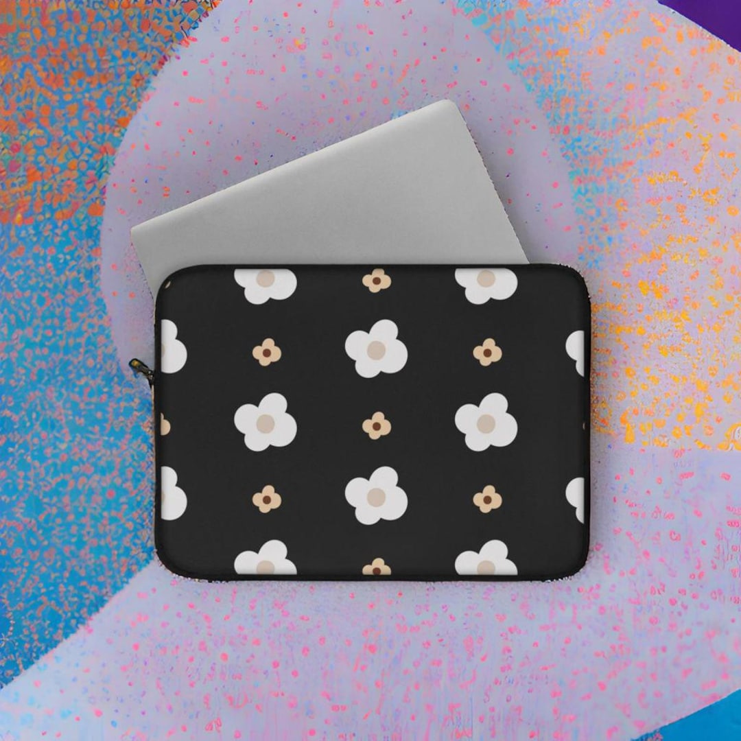 Minimalist Boho Laptop Tablet Sleeve 12 13 15, Black and White Boho ...