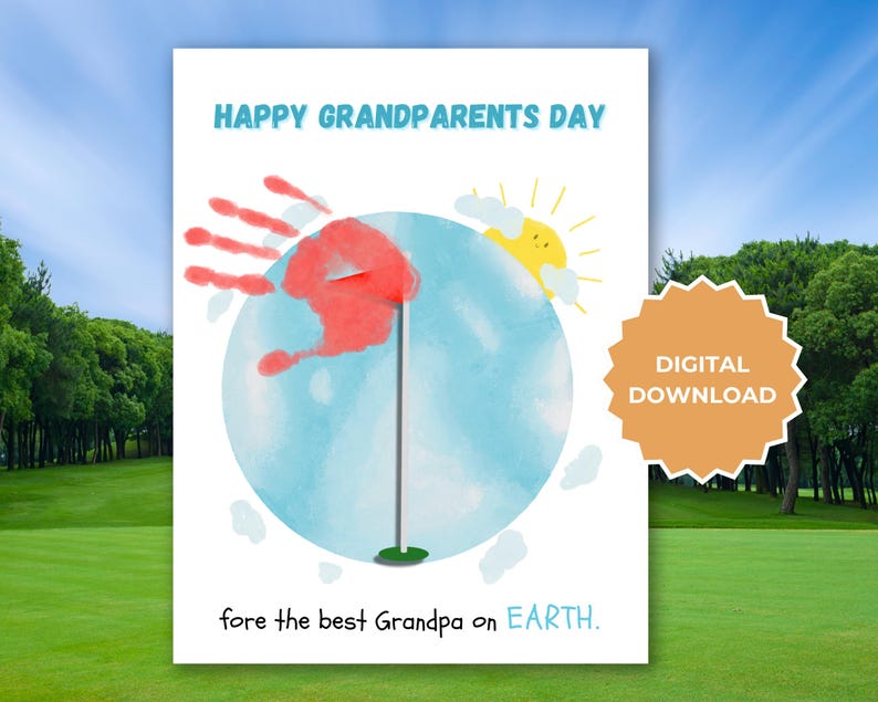 Golf Grandparents Day Handprint Art, Gift for Grandpa, Golf Handprint ...