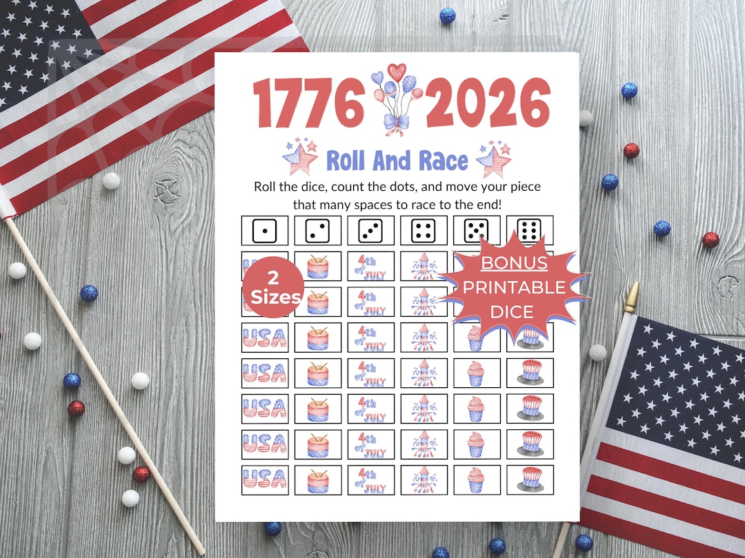 250th Anniversary Dice Game Printable, 250 USA America, 4th of July ...