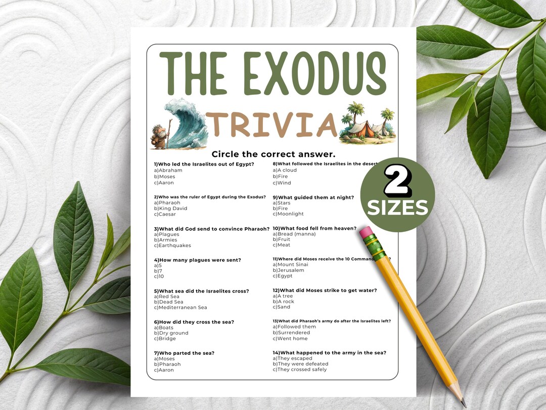 The Exodus Trivia Game for Kids, Old Testament Worksheet, Homeschool ...