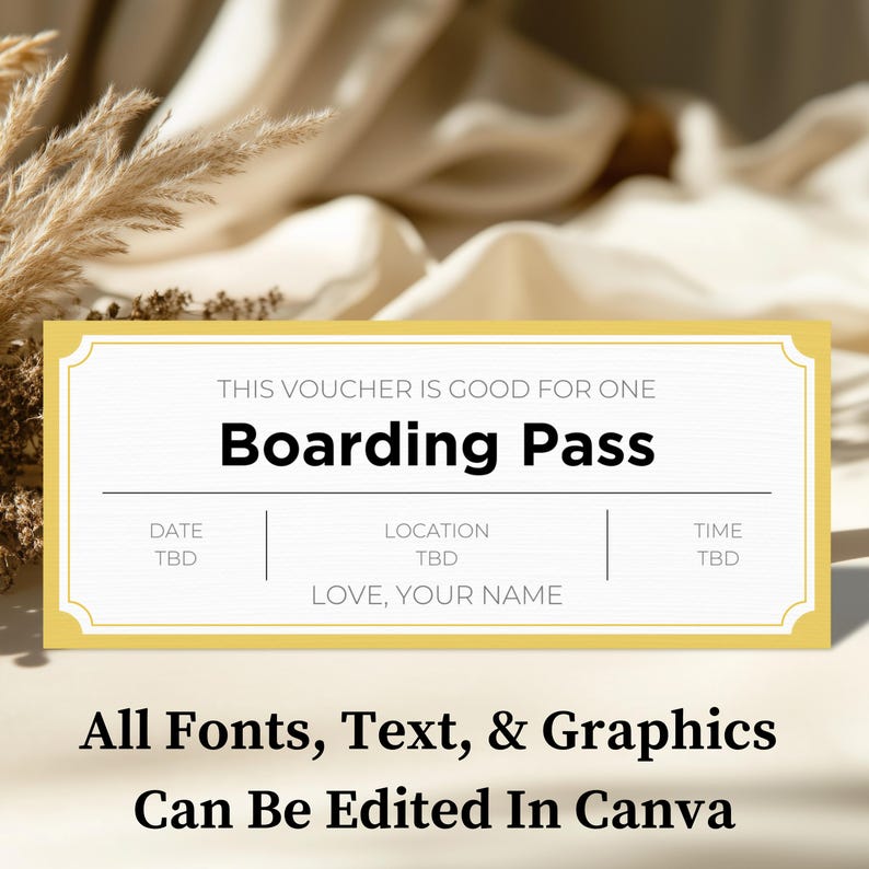 Editable Boarding Pass Template, Surprise Trip Reveal, Personalized ...