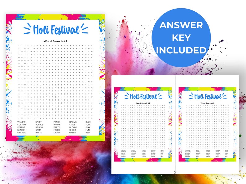 Holi Word Search Game, Festival of Colors, Seek and Find, Family Game ...