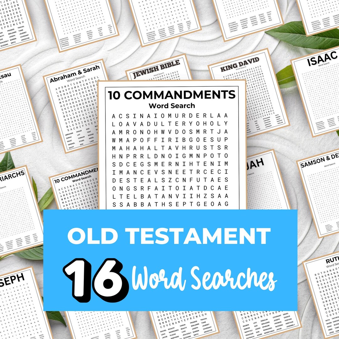 Old Testament Word Search Puzzle Bundle, Ten Commandments, Old ...